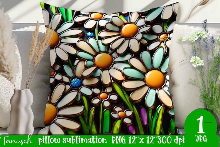 daisy pillow sublimation / watercolor pillow design