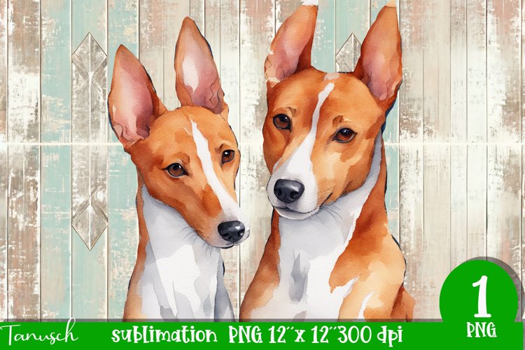 watercolor basenji sublimation PNG (3613728)