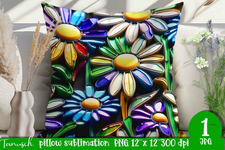 daisy pillow sublimation / watercolor pillow design