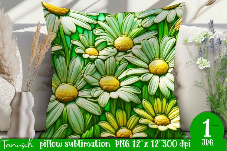 daisy pillow sublimation / watercolor pillow design