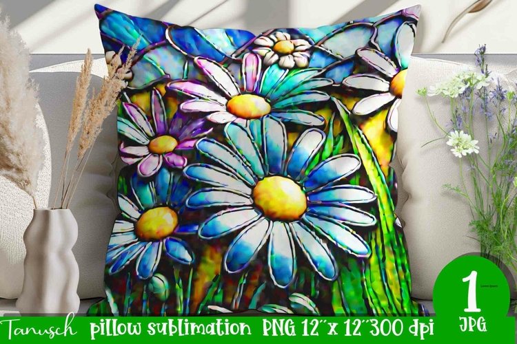 daisy pillow sublimation / watercolor pillow design