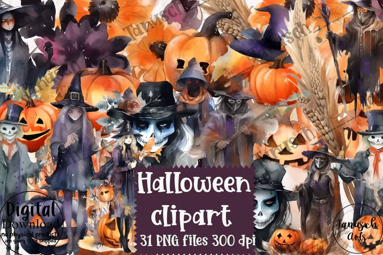 watercolor creepy halloween clipart PNG