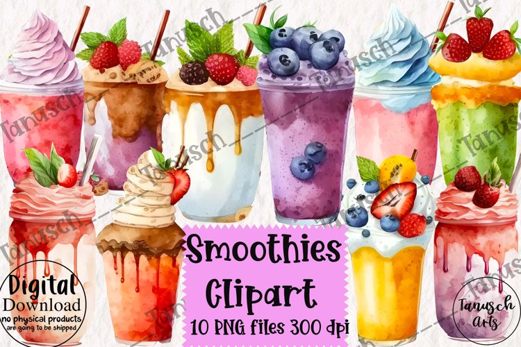 watercolor healthy drinks SMOOTHIES clipart PNG (2637331)
