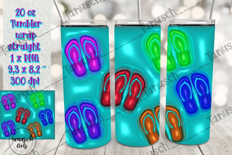 3d puff summer beach sublimation tumbler, 3d inflate wrap