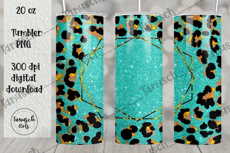 20oz leopard Glitter turquoise tumbler sublimation (2632104)