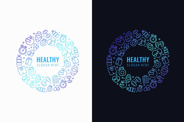 Healthy Lifestyle Gym Logo Frame Template