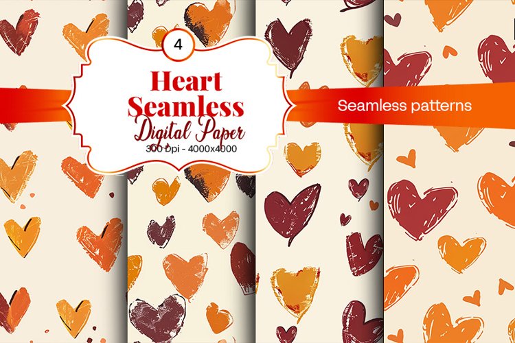 Watercolor Heart Digital Paper | Seamless Digital Pattern