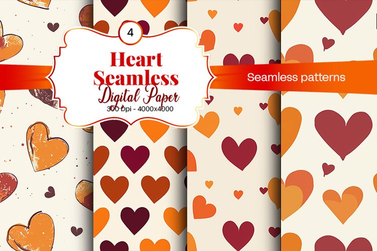 Watercolor Heart Digital Paper | Seamless Digital Pattern