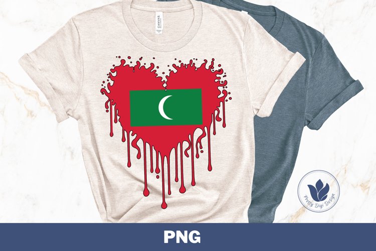 Heart of Maldives - Flag Design with Drippings