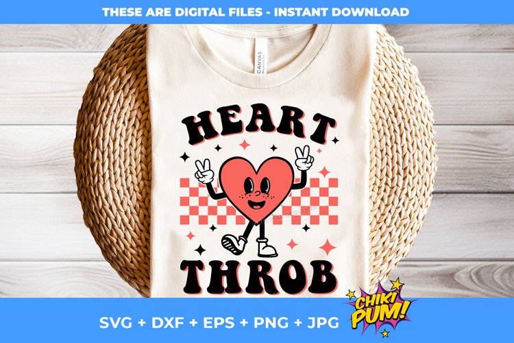 Heart Throb Svg, Retro Valentine Svg, kids Valentine Svg