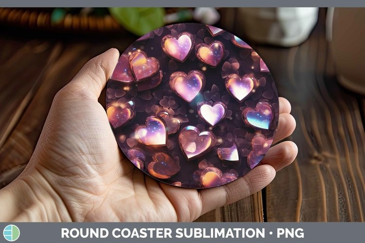 Hearts Brown 02 Round Coaster Sublimation Coaster Designs
