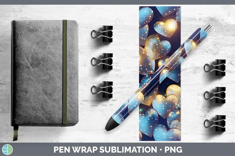 Hearts Gold Pen Wrap Sublimation Epoxy Pen Designs