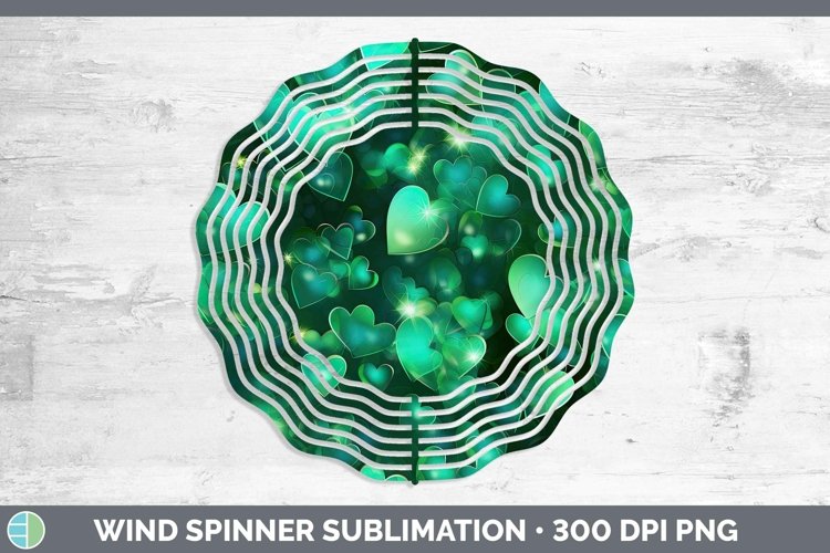 Hearts Green 02 Wind Spinner Sublimation Spinner Designs