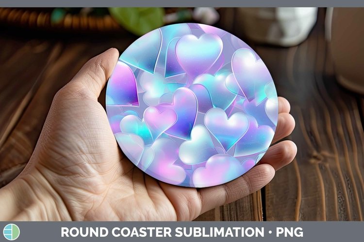 Hearts Rainbow Round Coaster Sublimation Coaster Designs