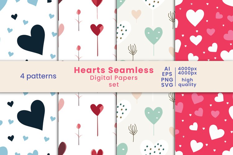 seamless heart pattern and digital papers