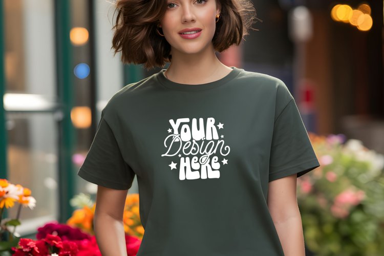 Heather Forest Bella Canvas 3001 Mockup, Mockup (4180105)