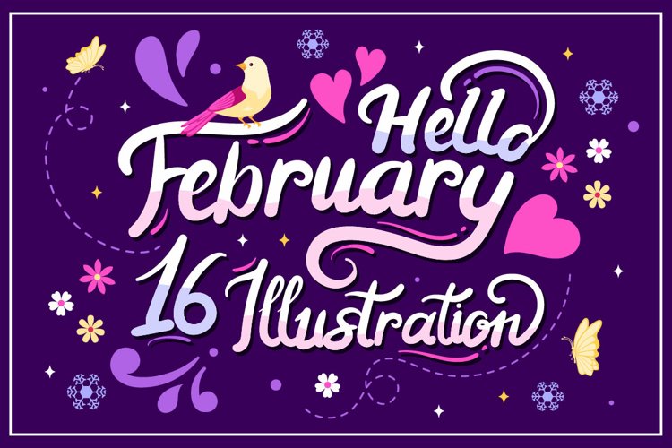16 Hello February Month Illustration