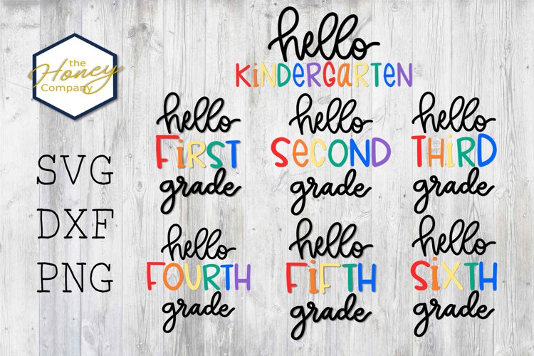 Hello School Grades SVG PNG DXF Bundle Teacher