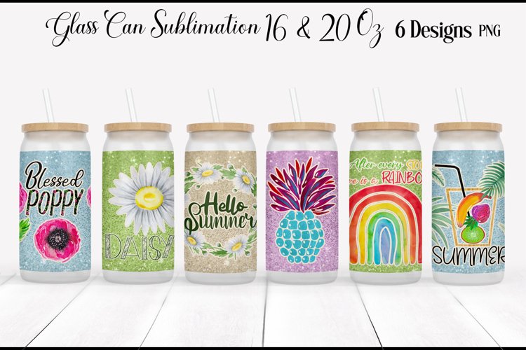 Summer Can Glass Sublimation Design| 16 oz Libbey Glass Can