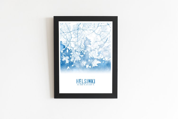 Helsinki Watercolor City Map Poster