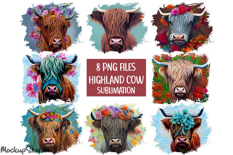 Highland Cow PNG Bundle | Western T-shirt Sublimation Design