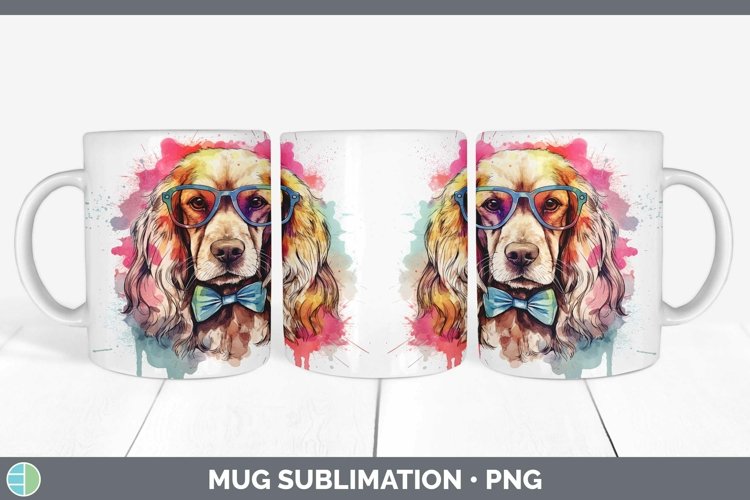 Hipster Dog Cocker Spaniel Mug Wrap Sublimation Coffee Cup D