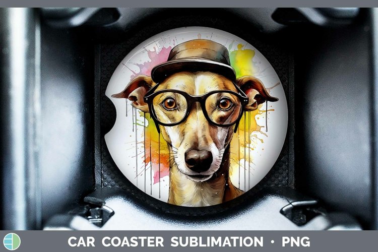 Hipster Dog Greyhound Car Coaster Sublimation Coaster Design
