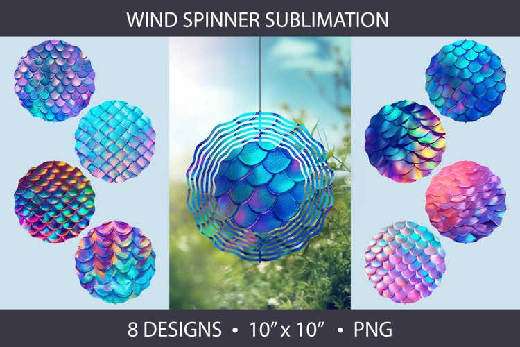 Holographic Mermaid Scales Texture Wind Spinner Sublimation