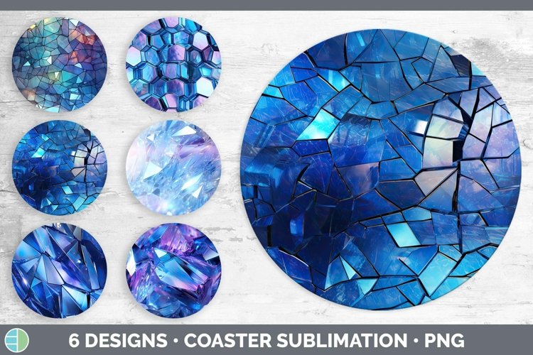 Holographic Blue Round Coaster | Bundle Coaster Designs