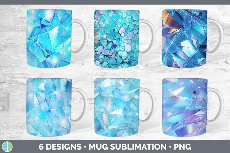 Holographic Cyan Mug Wrap | Bundle Coffee Cup Designs