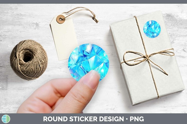 Holographic Cyan Stickers | Round Labels Designs