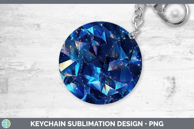 Holographic Dark Blue Keychain | Sublimation Keyring Design