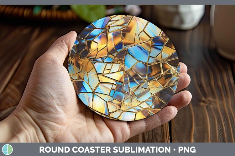 Holographic Gold Round Coaster | Sublimation Coaster Design
