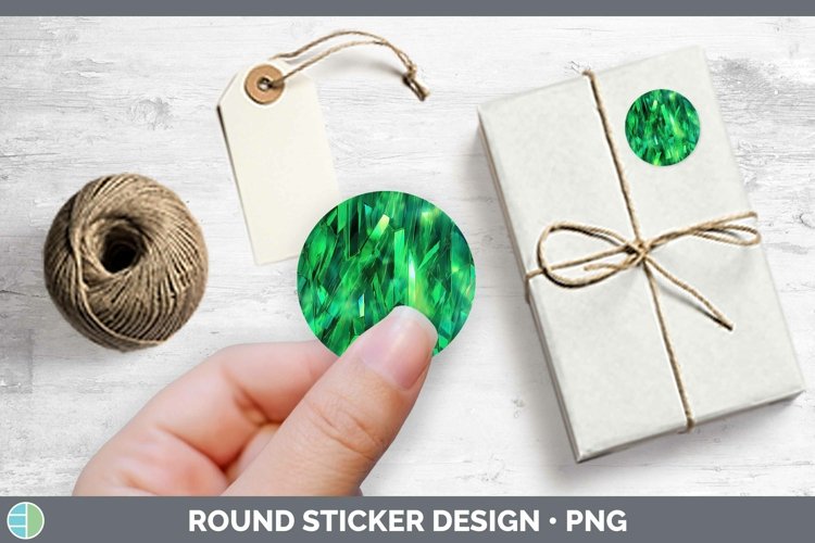 Holographic Green Stickers | Round Labels Designs