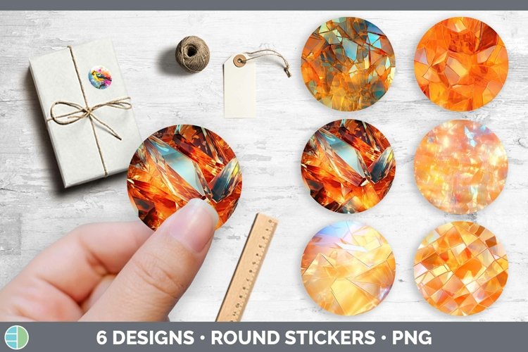 Holographic Orange Stickers | Round Labels Bundle