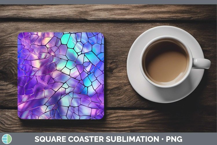Holographic Purple Square Coaster | Sublimation Coaster Des