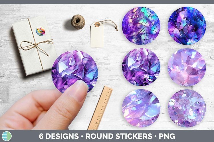 Holographic Purple Stickers | Round Labels Bundle
