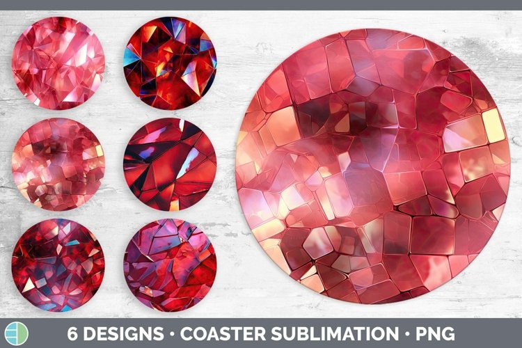Holographic Red Round Coaster | Bundle Coaster Designs