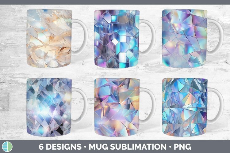 Holographic Silver Mug Wrap | Bundle Coffee Cup Designs