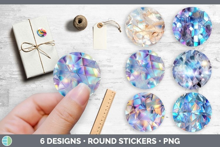 Holographic Silver Stickers | Round Labels Bundle