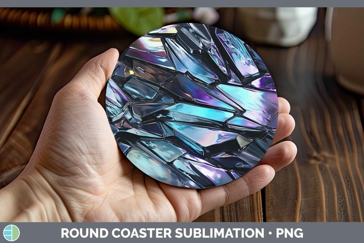 Holographic Slate Round Coaster | Sublimation Coaster Desig