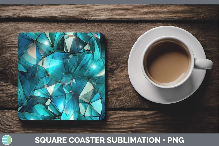 Holographic Teal Square Coaster | Sublimation Coaster Desig