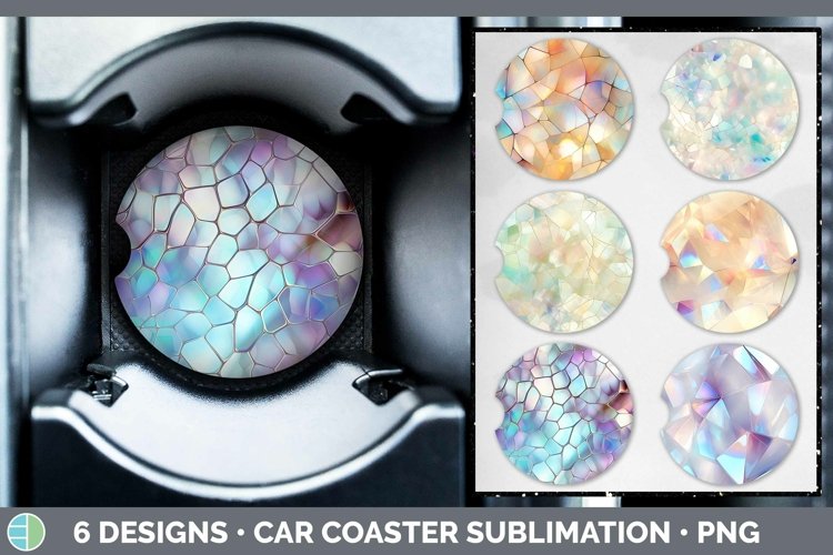 Holographic White Car Coaster | Bundle Coaster Designs
