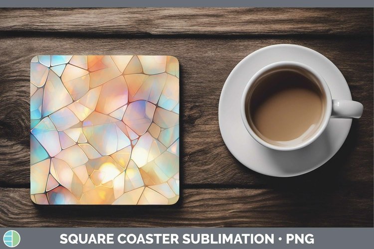 Holographic White Square Coaster | Sublimation Coaster Desi