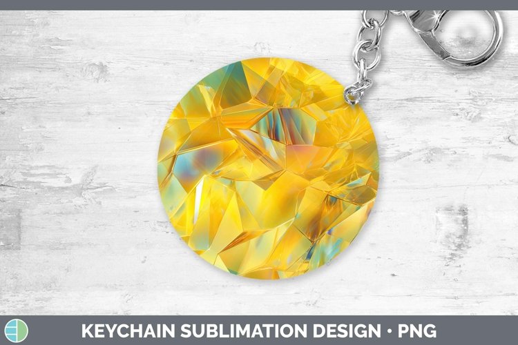Holographic Yellow Keychain | Sublimation Keyring Designs