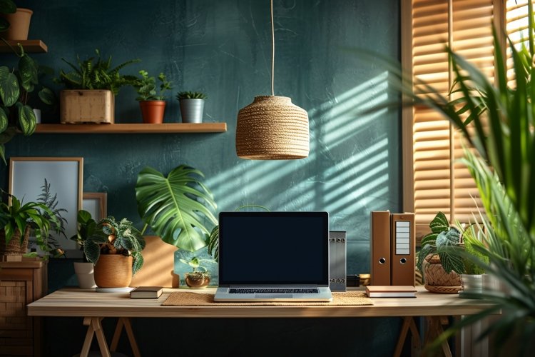 Home Workstation laptop and Desk Sunlight from (4242311)