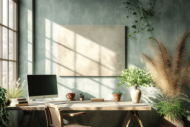 Home room Vases and laptop Desk Sunlight from (4242365)