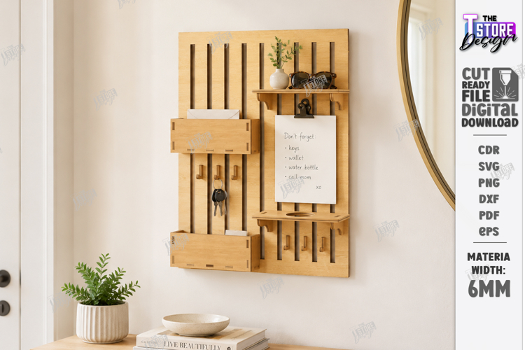 Wall Key Holder Laser Cut | Wall Decor | Key Rack (6765441)