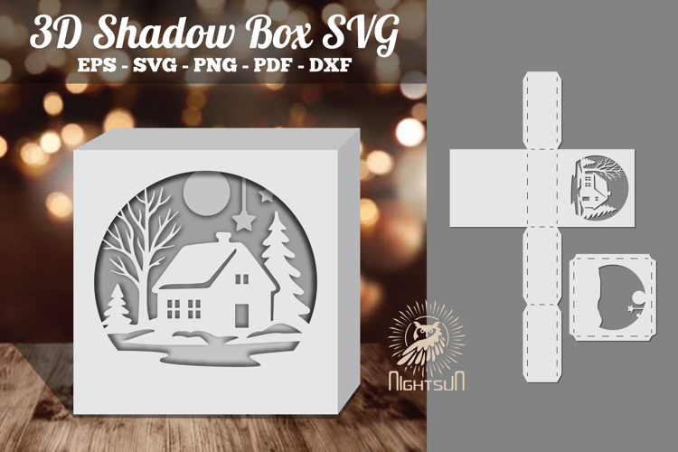House in Forest Papercut Shadow Box (6445541)