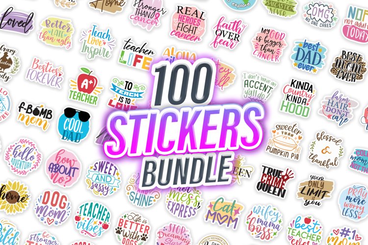 Huge Stickers Bundle 100 Stickers PNG Set Huge Stickers Bundle 100 Stickers PNG Set
